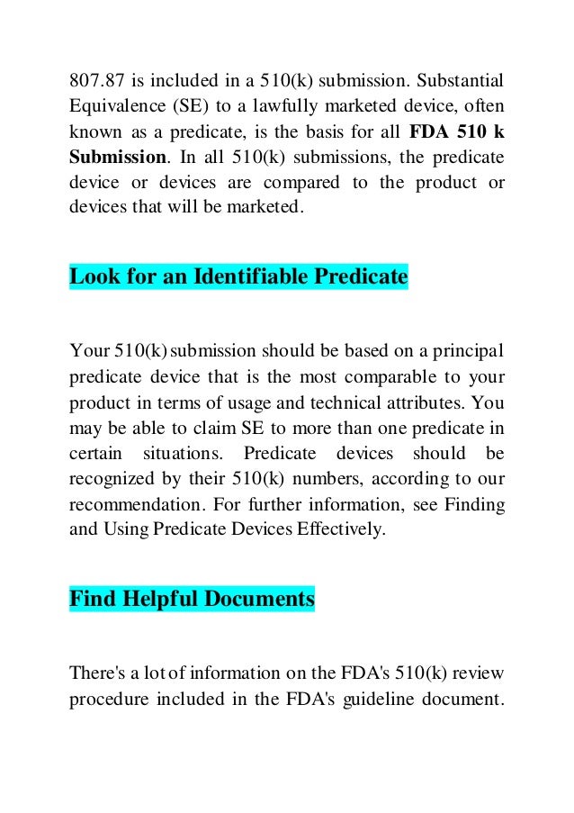 Know about the fda 510 k submission | DOCX | Pharmaceutical Drugs ...