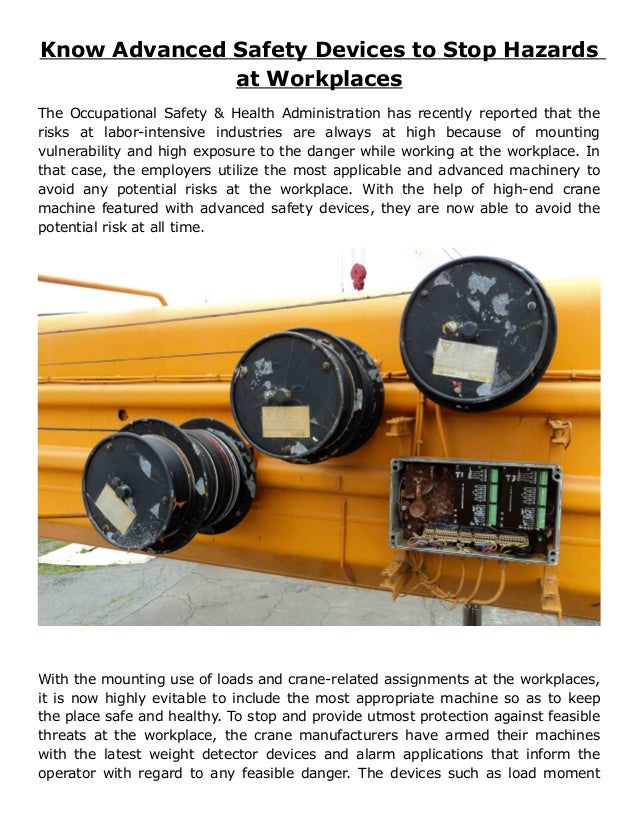 Know advanced safety devices to stop hazards at workplaces Know advanced safety devices to stop hazards at workplaces