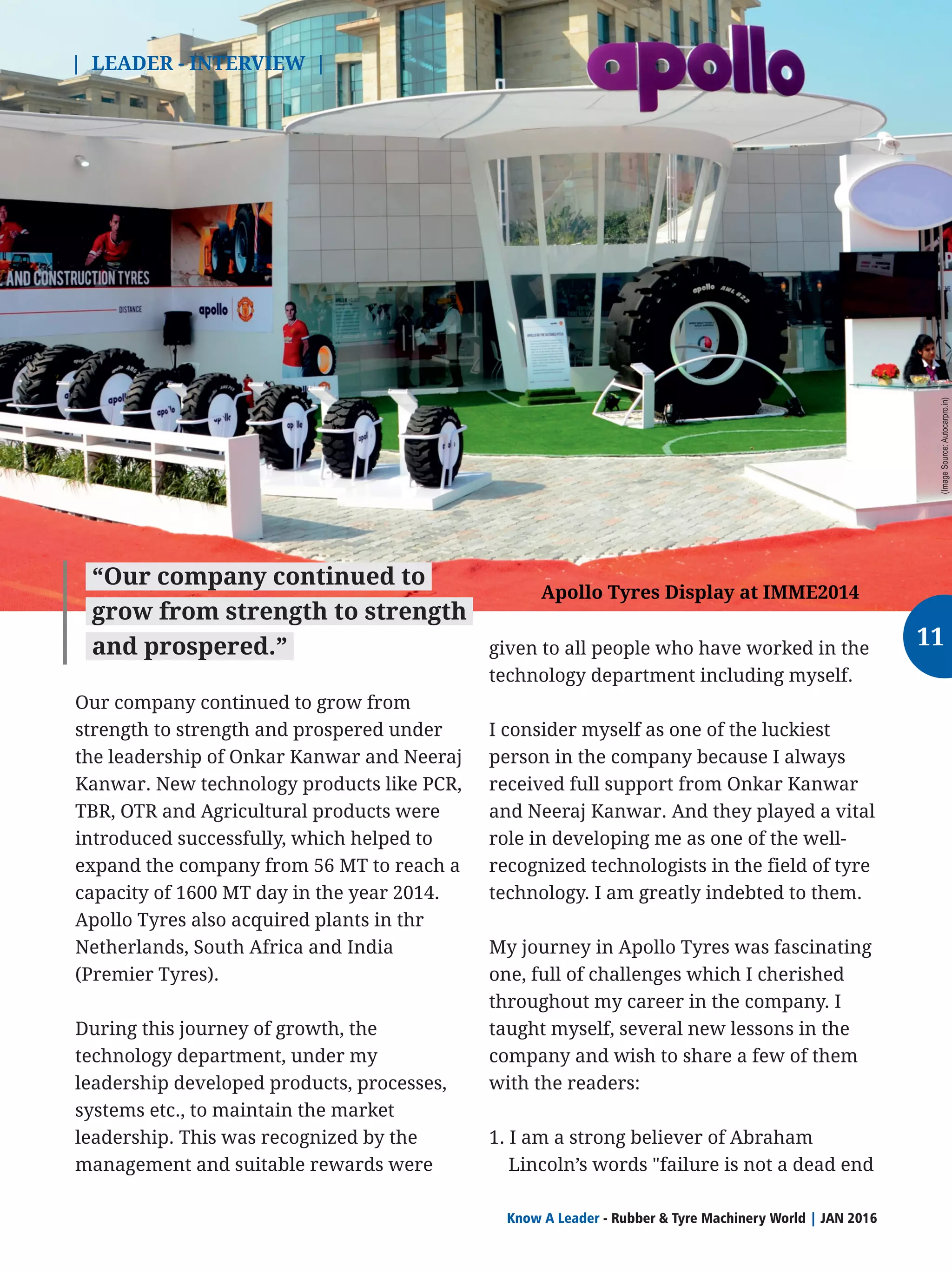 Interview With A Tyre Leader_PK Mohamed_Apollo Tyres | PDF