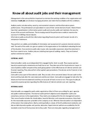 Know all about audit jobs and their management