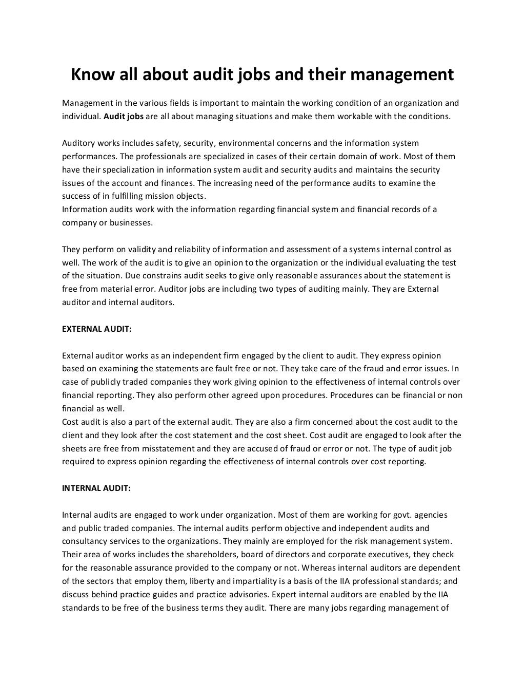 Know all about audit jobs and their management