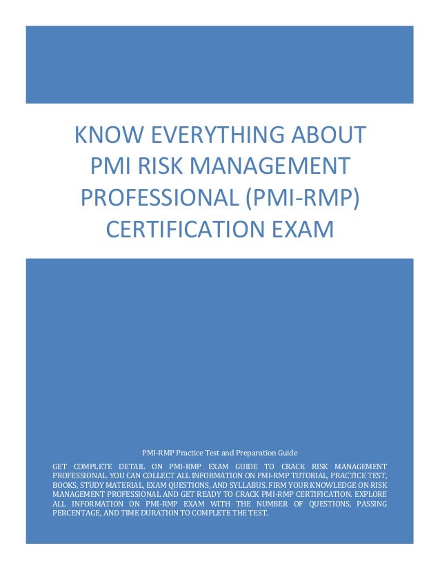 Know Everything about PMI Risk Management Professional (PMI-RMP ...