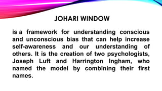 KNOWING-ONESELF-JOHARI-WINDOW.pptxnsmjsnz | PPT