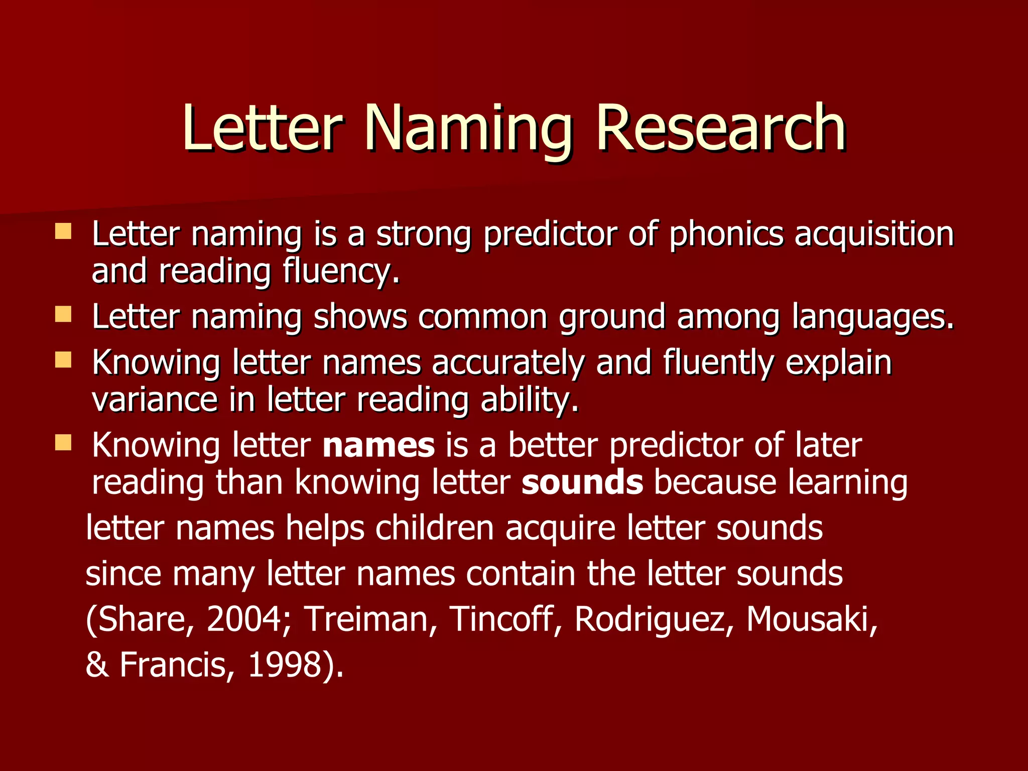 Knowing letter names | PPT