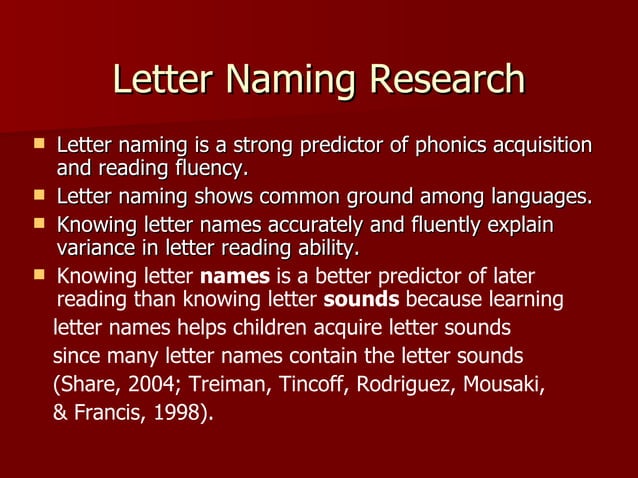 Knowing letter names | PPT
