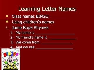Knowing letter names | PPT