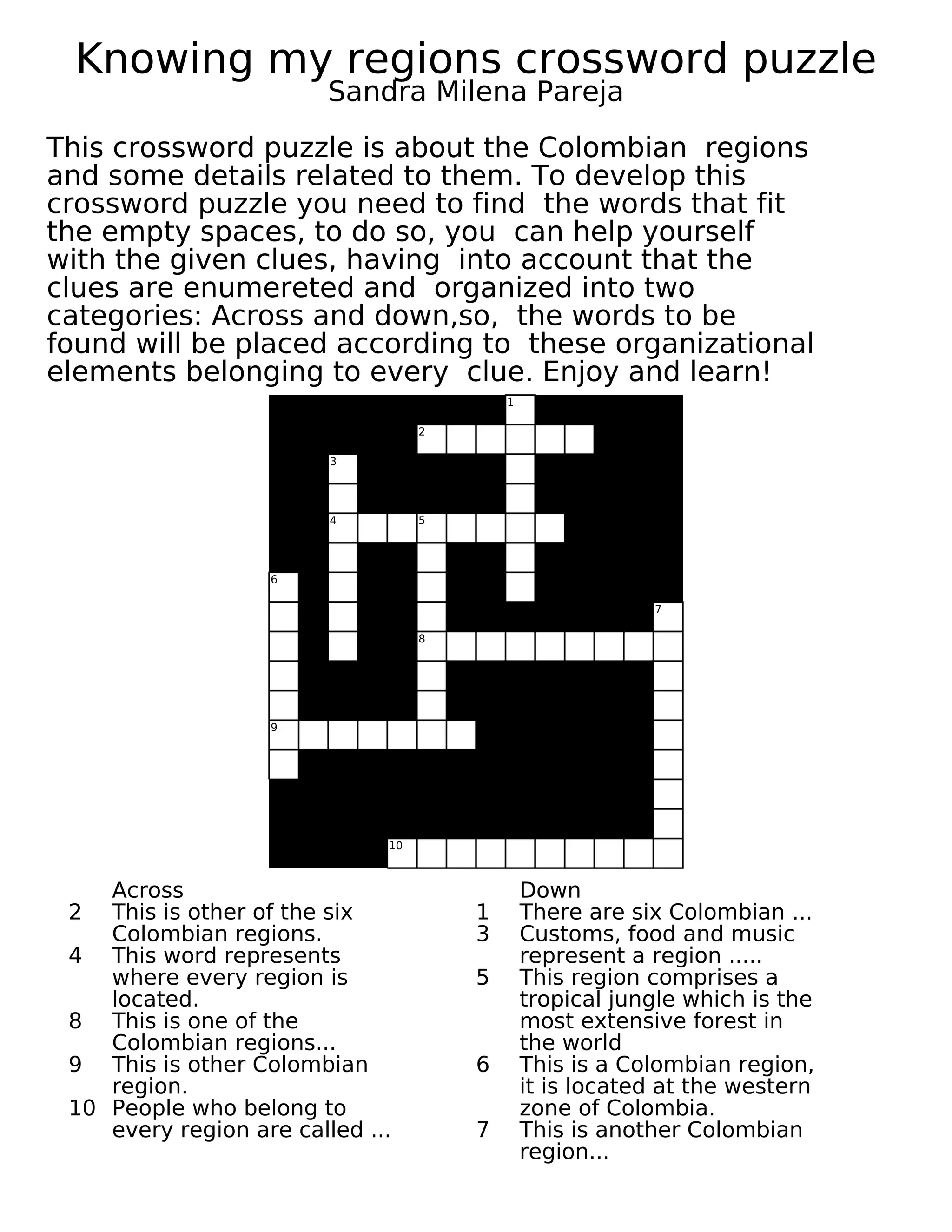 Knowing my regions crossword puzzle | PDF