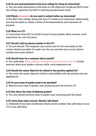 Know it all 101 questions about internships | PDF | Resume Writing and ...