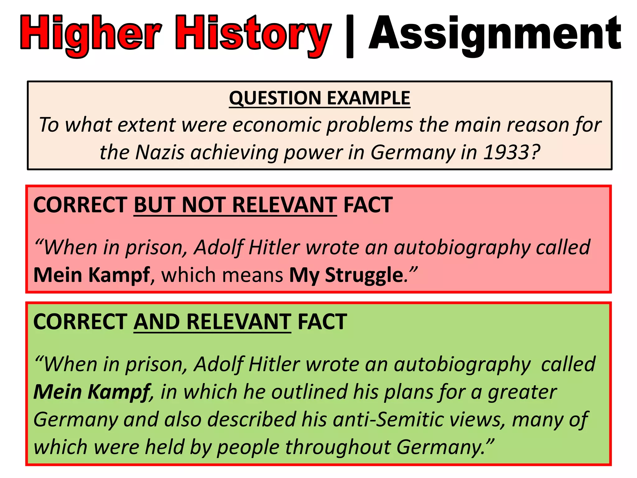 Higher History assignment - Knowledge | PPTX