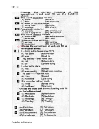 Analysis Table of English Paper 9th Class | PDF