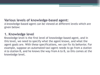 Knowledge based agent | PPTX