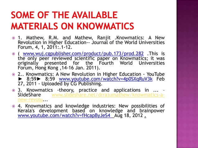 KNOWLEDGE SCIENCE & CYBERNETICS OF KNOWLEDGE : KNOWMATICS | PPT | Free Download