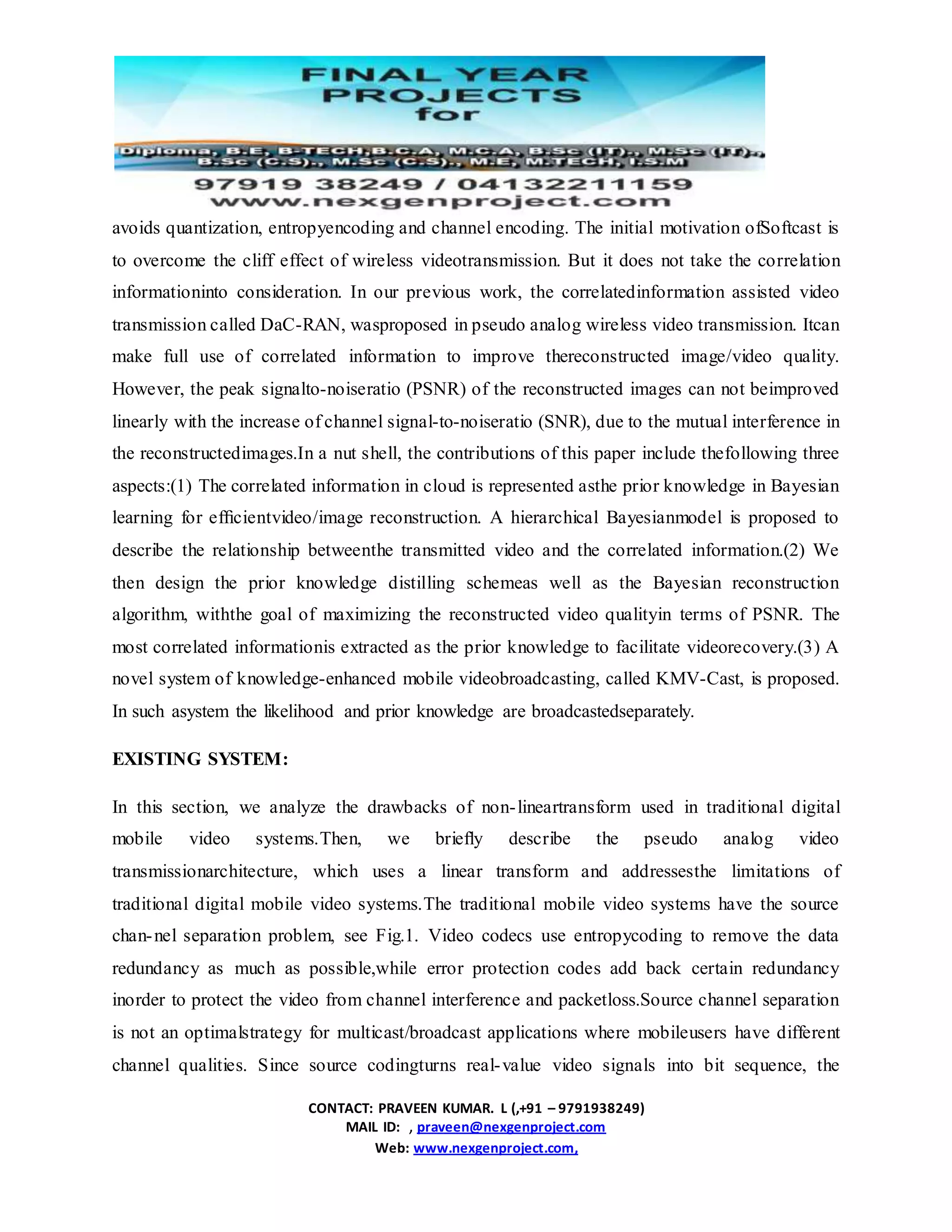 KNOWLEDGE-ENHANCED MOBILE VIDEO BROADCASTING (KMV-CAST) FRAMEWORK WITH CLOUD SUPPORT | DOCX