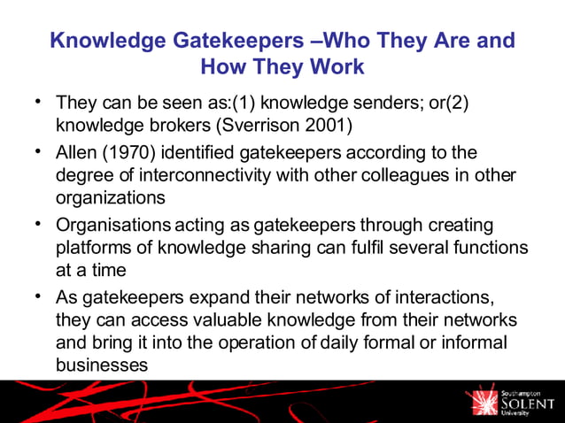 Knowledge Gatekeepers | PPT | Business | Business and Finance