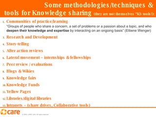 Knowledge Sharing at CARE | PPT