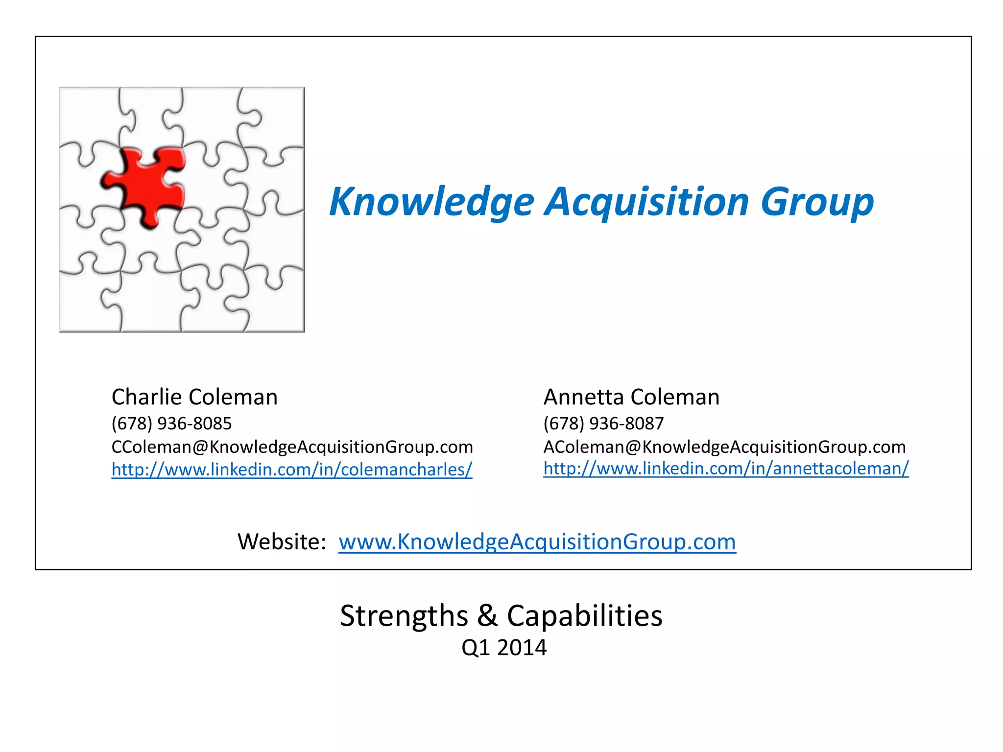 Knowledge acquisition group capabilities 2014 q1 (concise) | PDF