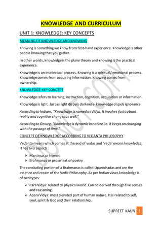 Knowledge and Curriculum | DOCX