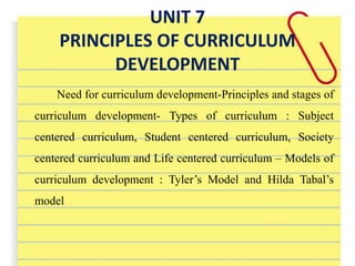 Knowledge and curriculum unit 7 | PPTX