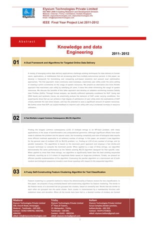 IEEE Final Year Projects 2011-2012 :: Elysium Technologies Pvt Ltd::Knowledge and data ...