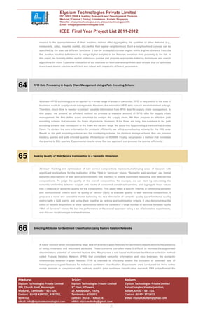 IEEE Final Year Projects 2011-2012 :: Elysium Technologies Pvt Ltd::Knowledge and data ...