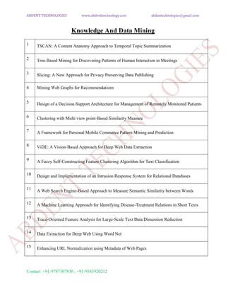 Knowledge and data mining | PDF