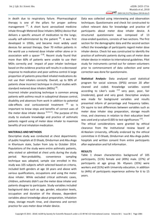 Knowledge and Practice of Asthmatic’s Patients Regard using Meter Dose ...