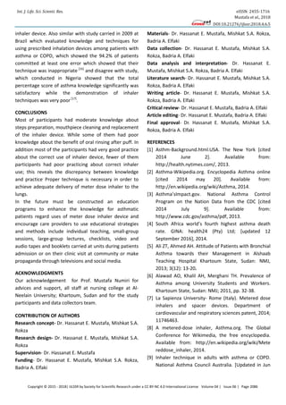 Knowledge and Practice of Asthmatic’s Patients Regard using Meter Dose ...