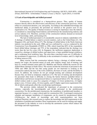 Knowledge and skill requirements in the installation of prefabricated ...