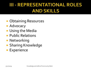 Knowledge and skills required for Community Work | PPTX