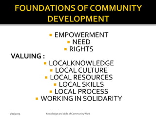 Knowledge and skills required for Community Work | PPTX