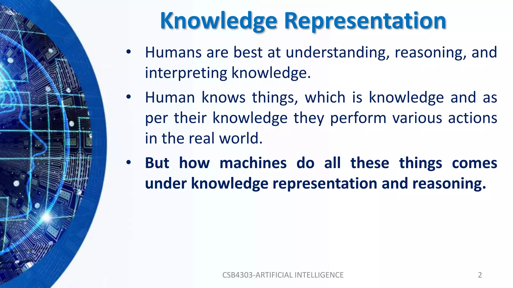 Knowledge Base and Representation.pptx | Programming Languages | Computing