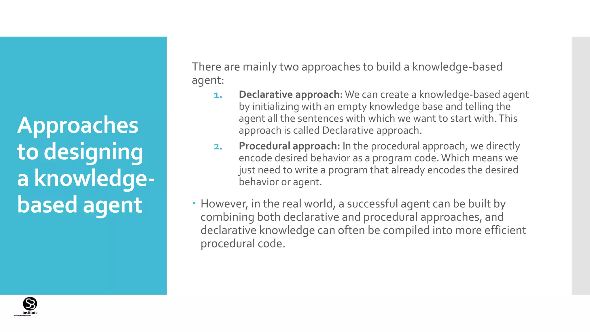 Knowledge based agents | PPTX