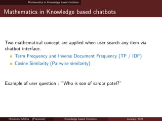 Knowledge based Chatbots A mathematical roadmap | PPT