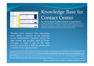Knowledge base for contact center | PDF