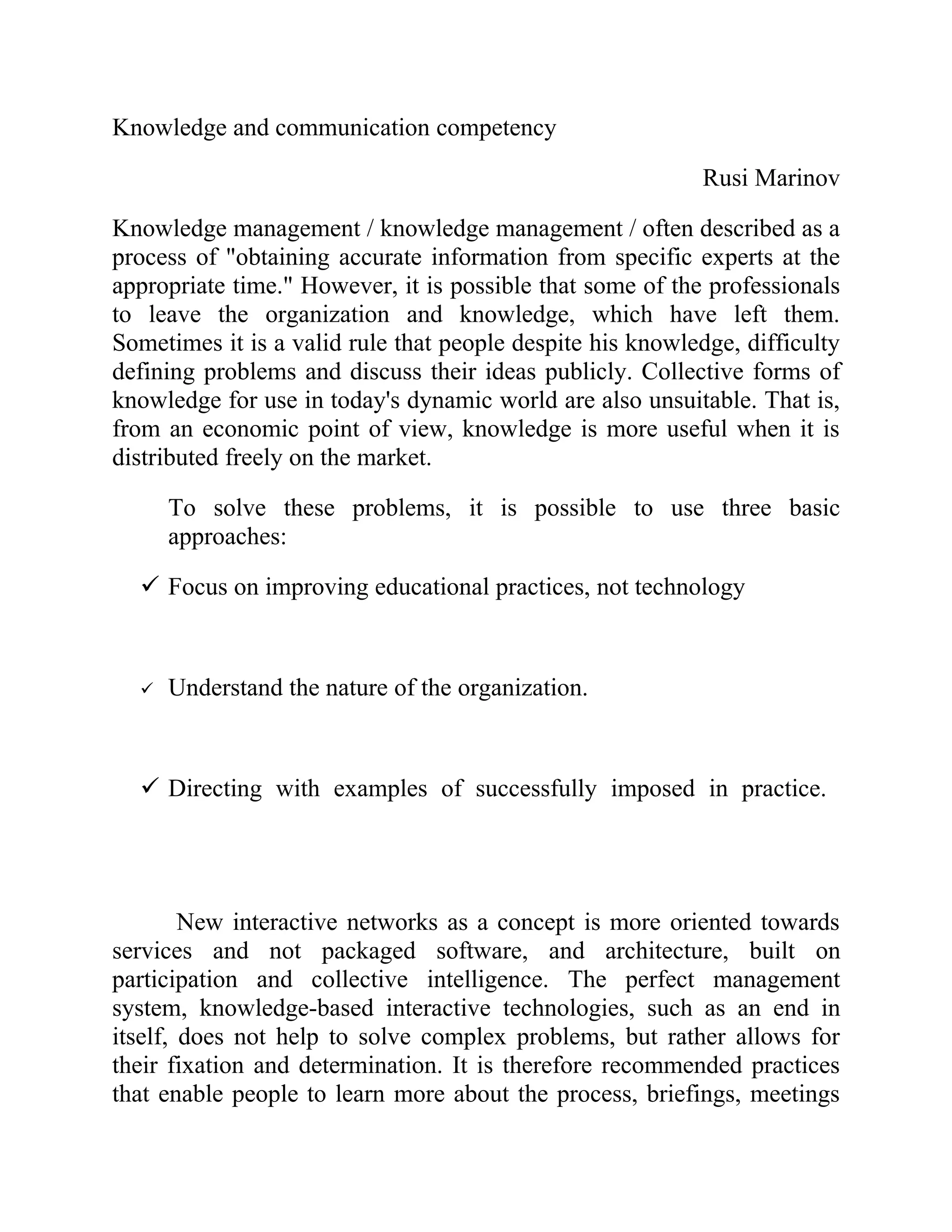 Knowledge communication competency- Resume | DOC | Web Conferencing ...