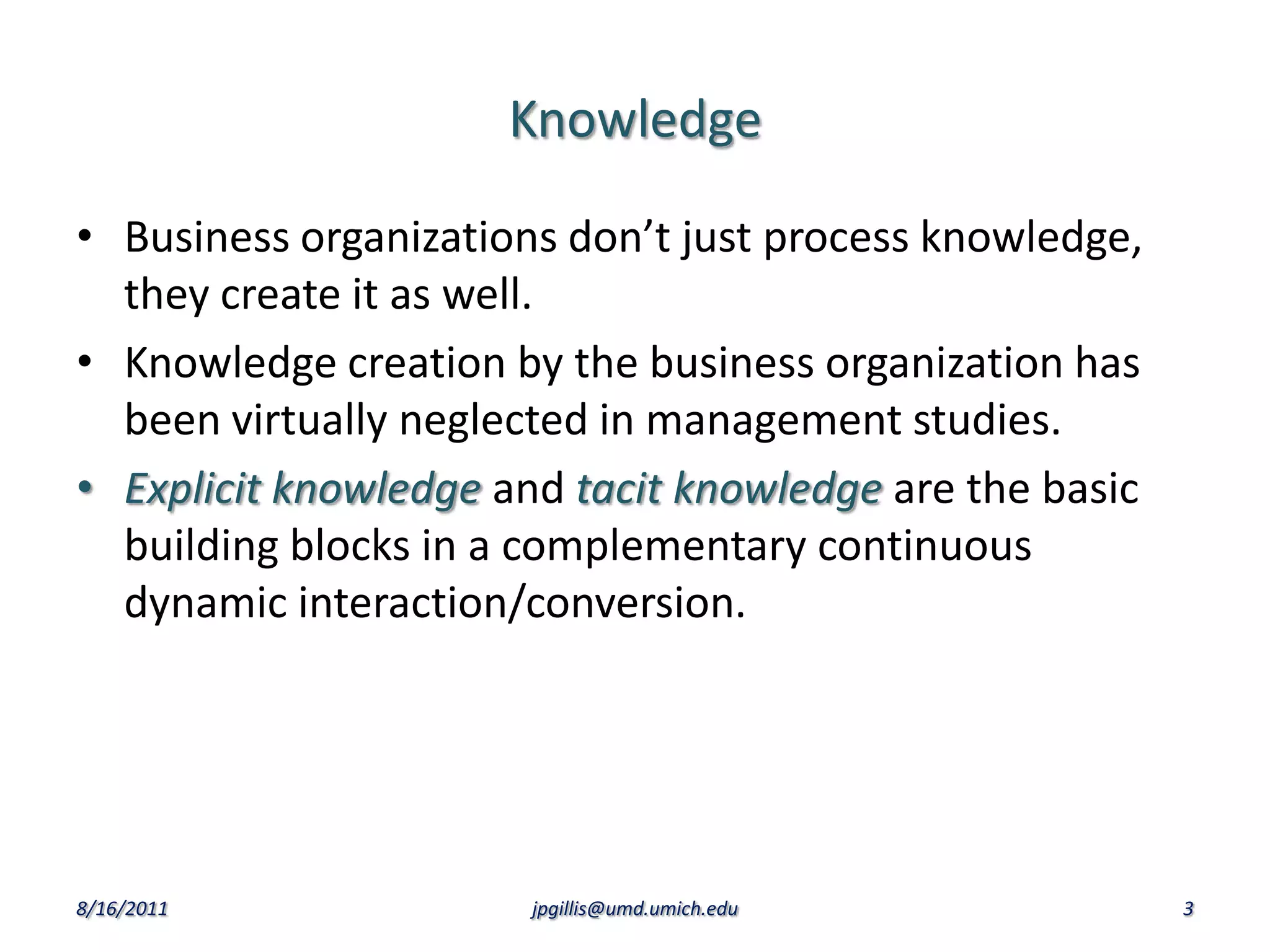 Knowledge Creating Company S (learning organization) | PPTX