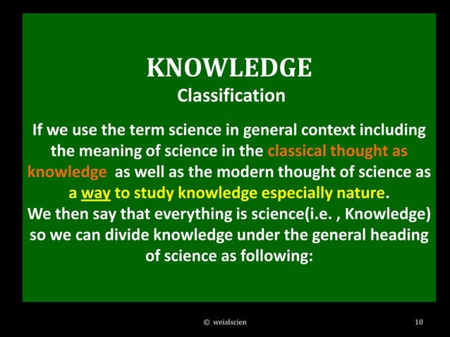 Knowledge Classifications or Divisions | PDF