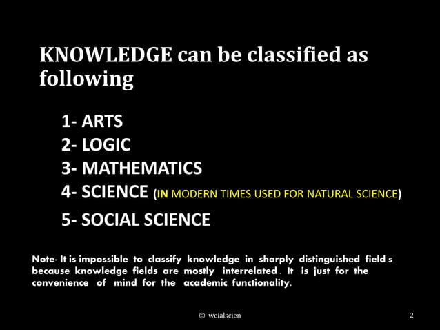 Knowledge Classifications or Divisions | PDF