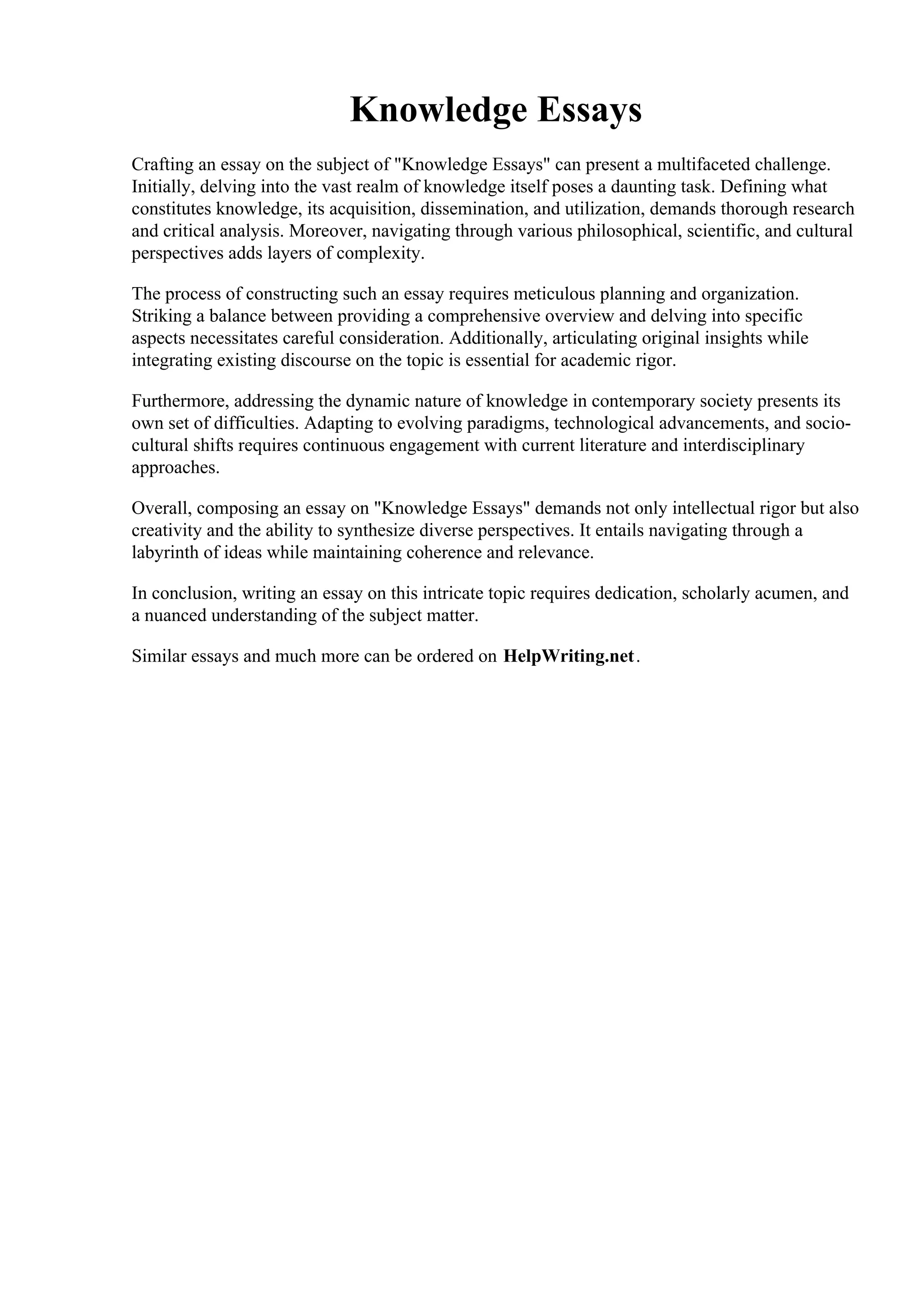 Knowledge Essays | PDF