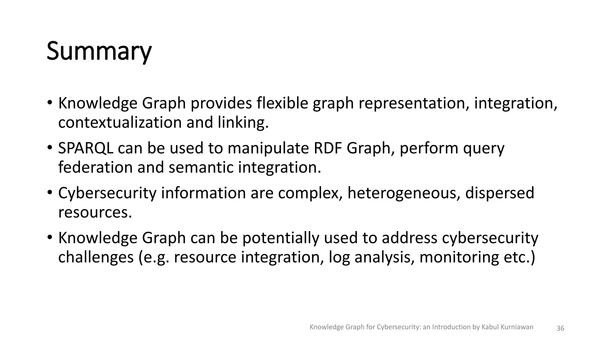 Knowledge Graph for Cybersecurity: An Introduction By Kabul Kurniawan | PDF
