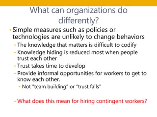 Knowledge Hiding in Organizations by Professor Catherine Connelly of ...