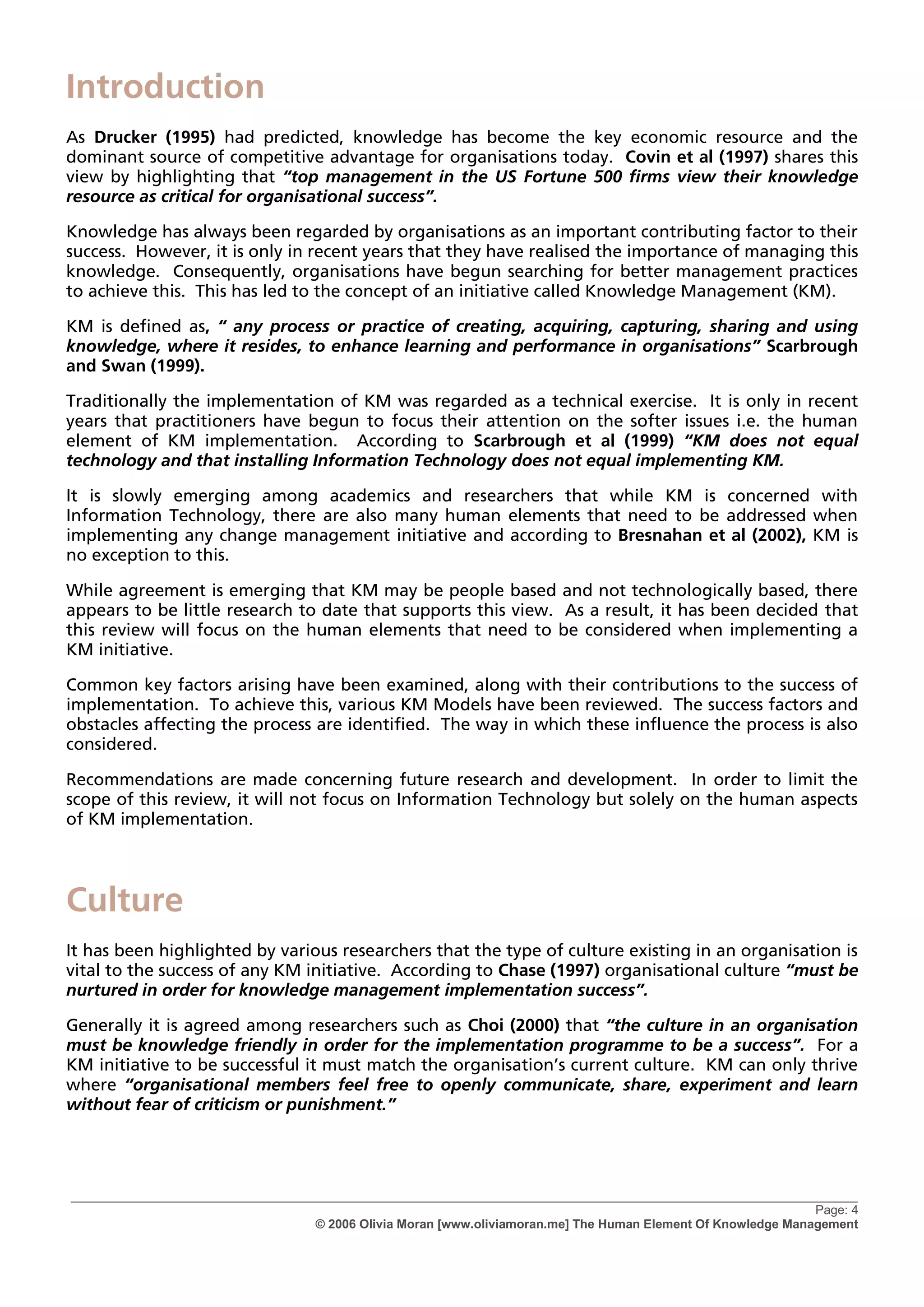 Knowledge Management: A Literature Review | PDF