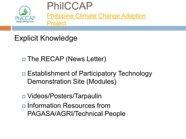 Knowledge management and climate change (PhilCCAP) | PPT