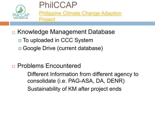 Knowledge management and climate change (PhilCCAP) | PPT