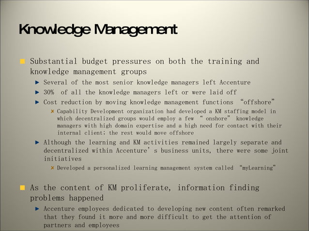 Knowledge management at accenture Knowledge management at accenture