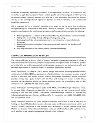 Knowledge Management at Infosys | PDF