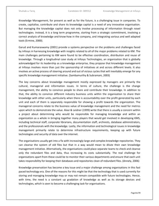 Knowledge Management at Infosys | PDF
