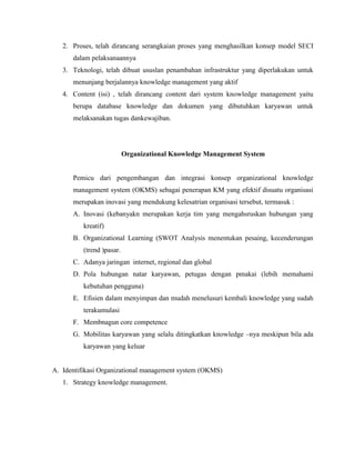 Knowledge management di organisasi | DOCX