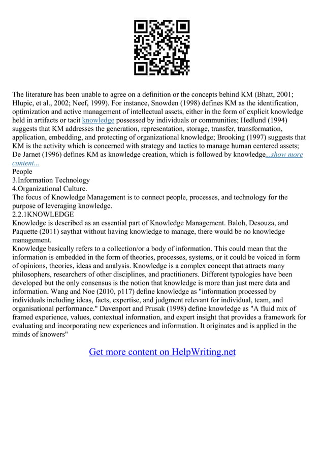 Knowledge Management Essay | PDF