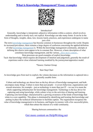Knowledge Management Essay | PDF